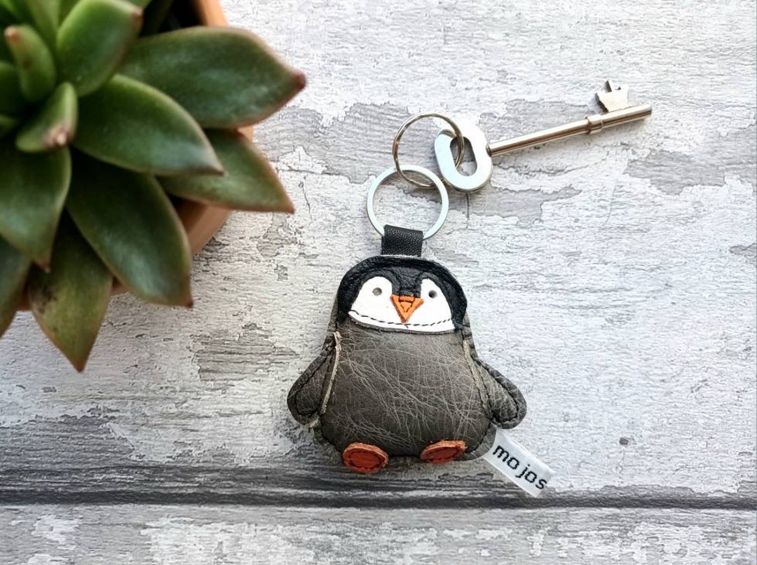 Penguin Keychain, Penguin Keyring, Leather Keychain, Leather Keyring ...