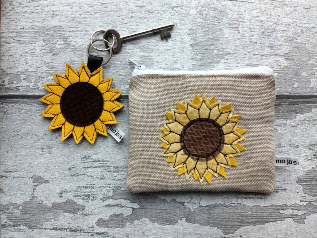 Sunflower Purse and Keyring Gift Set, Sunflower Appliqué Pouch ...