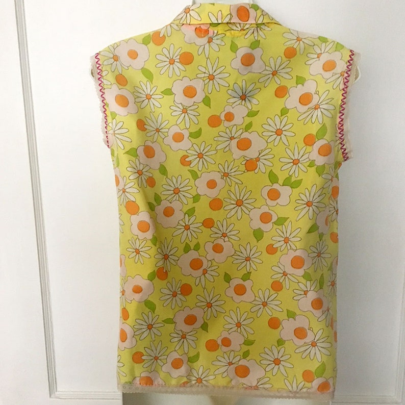 Unique Yellow Pink Orange Daisy Flower Print Rayon Rick Rack Lace Trim ...