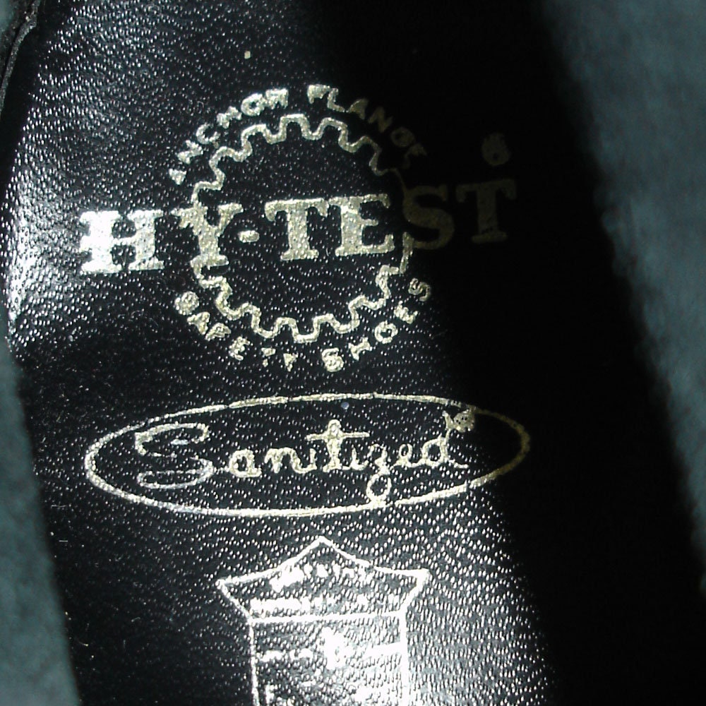 SALE Pristine Vintage Hy-test Black Leather Lace up Combat Logger Steel ...