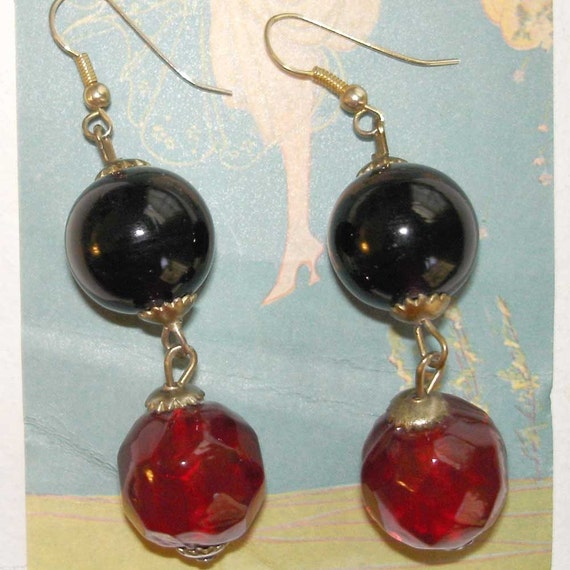 vintage dark eggplant purple & ruby red large round g… - Gem