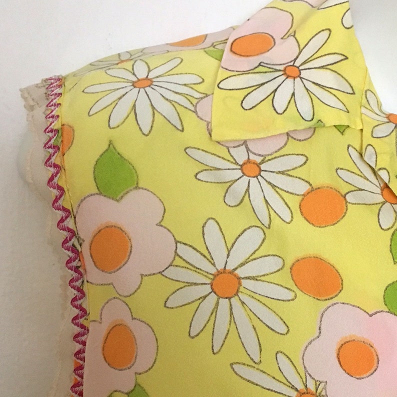 Unique Yellow Pink Orange Daisy Flower Print Rayon Rick Rack Lace Trim ...