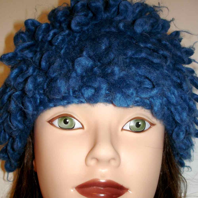 Fun Vintage Loopy Blue Wool Acrylic Blend Hat Unique Skullcap Unisex ...