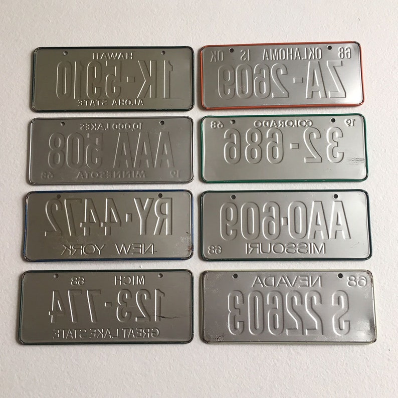 Vintage Bicycle Mini 1968 License Plates Set of 8 Retro - Etsy