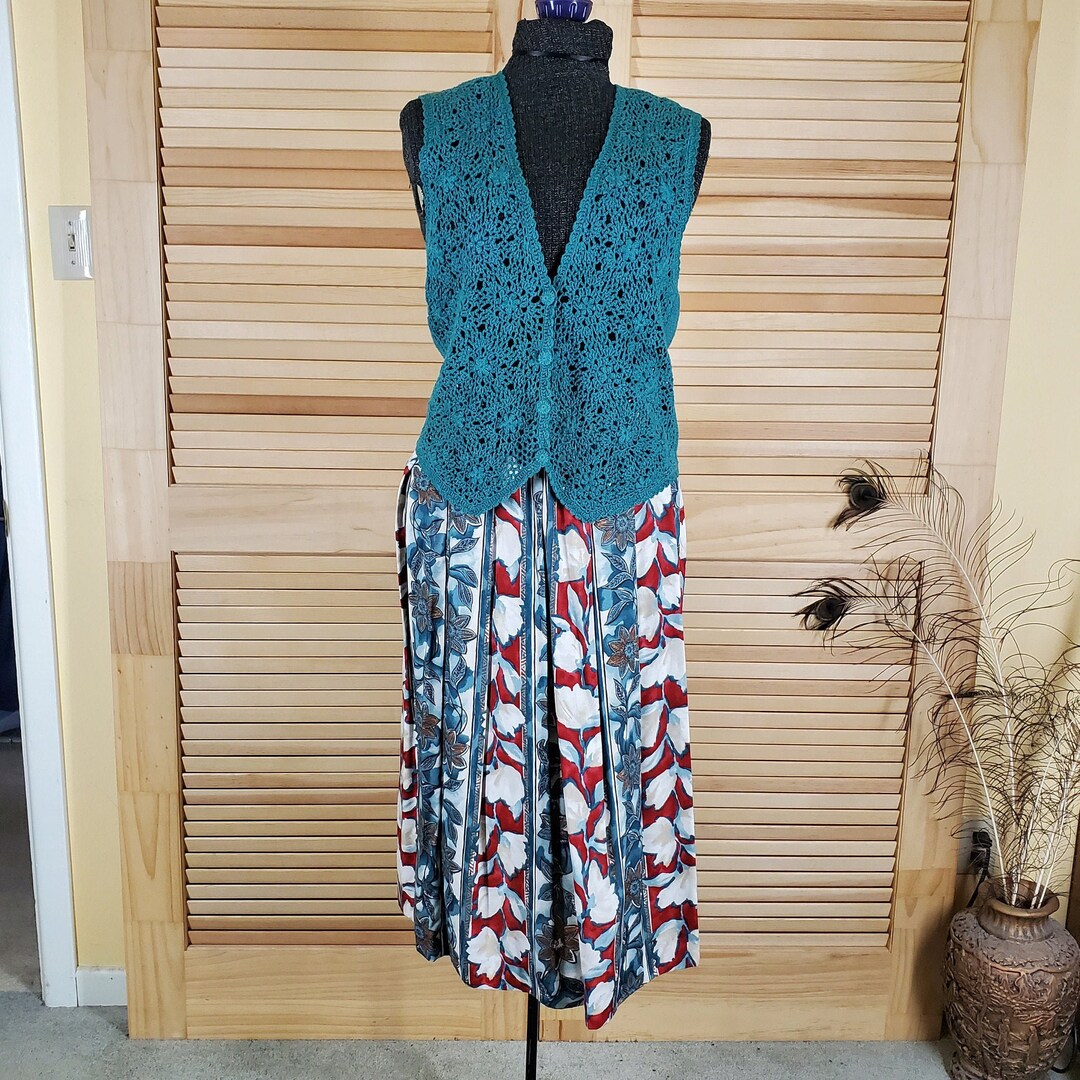 Koret Crochet Vest With Print Skirt Vest Size P Skirt Size 8 - Etsy