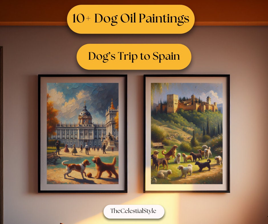 Custom Dog Paintings, Spain Poster, Travel Poster Print, Dog Oil ...