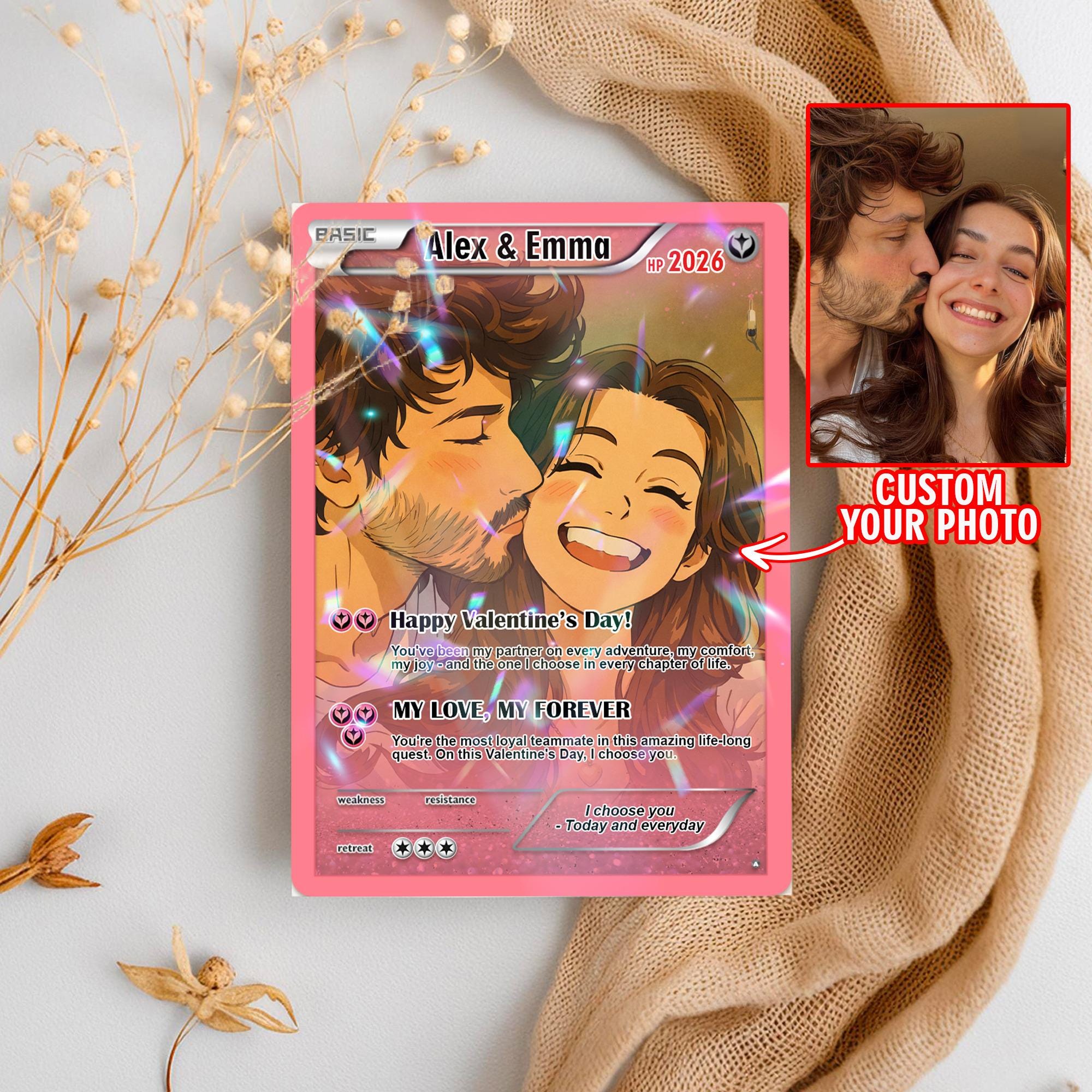 Personalized Valentine's Day Card: Custom Couple Anime Photo Valentine ...