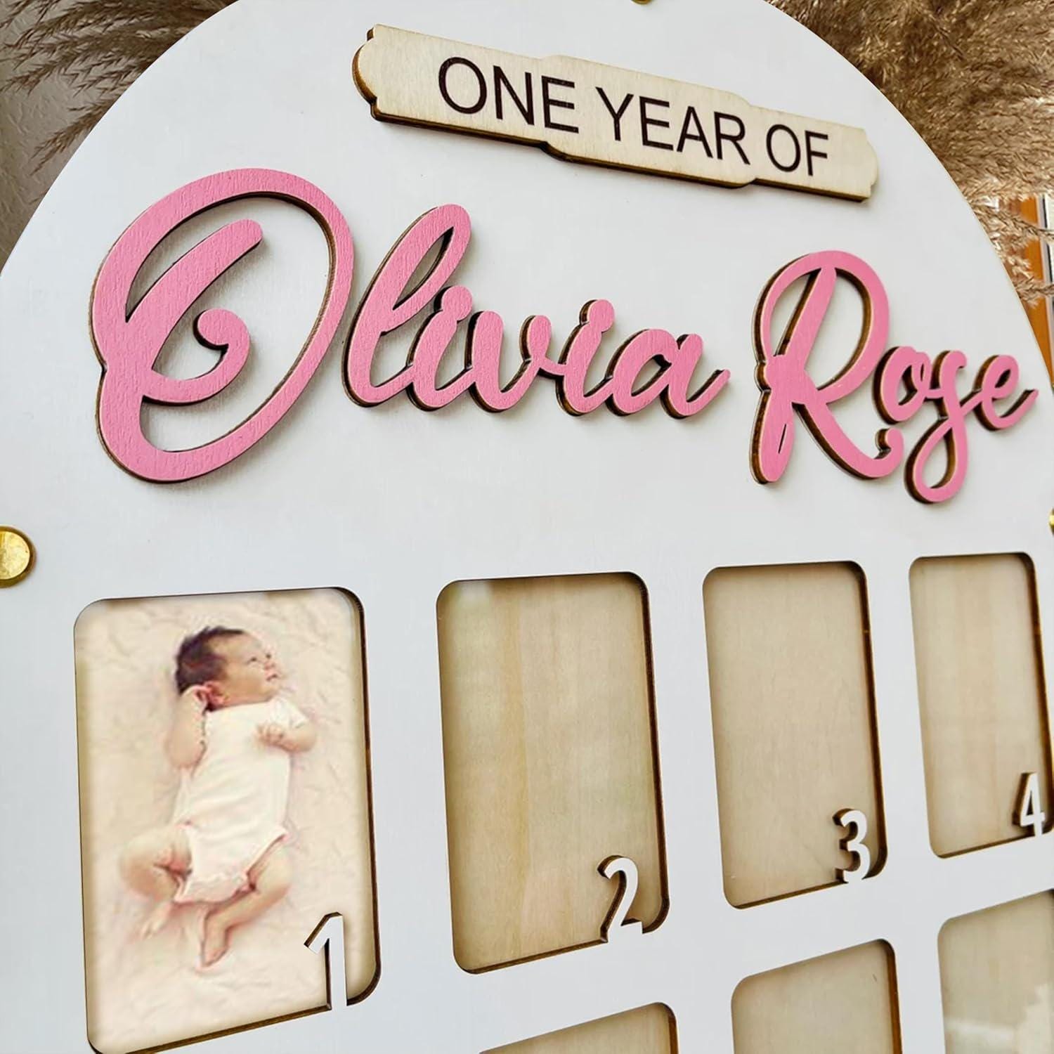 Personalized Baby 12 Monthly Photo Frame, Baby First Year Photo Frame ...