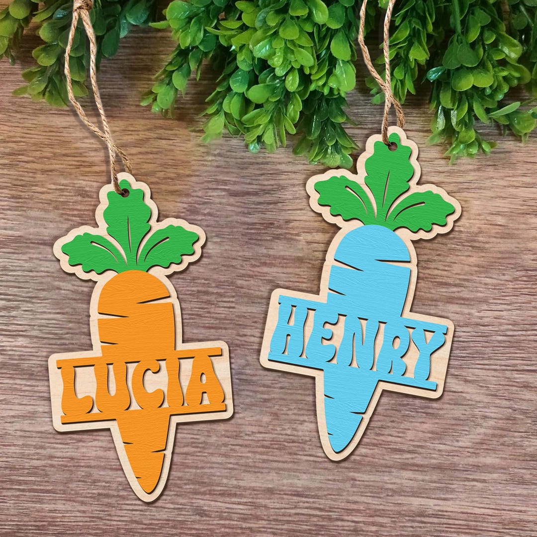 Custom Easter Basket Tag, Carrot Easter Name Tag, Carrot Easter Basket ...