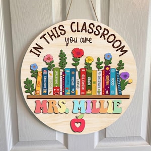 Custom Classroom Door Sign, Classroom Decor, Teacher Wooden Door Sign ...