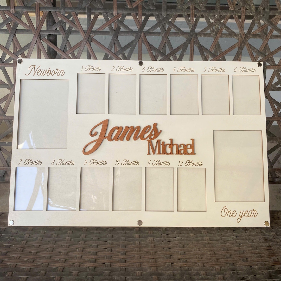 Baby Photo Frame, Newborn to One Year Photo Frame, Baby First Year ...