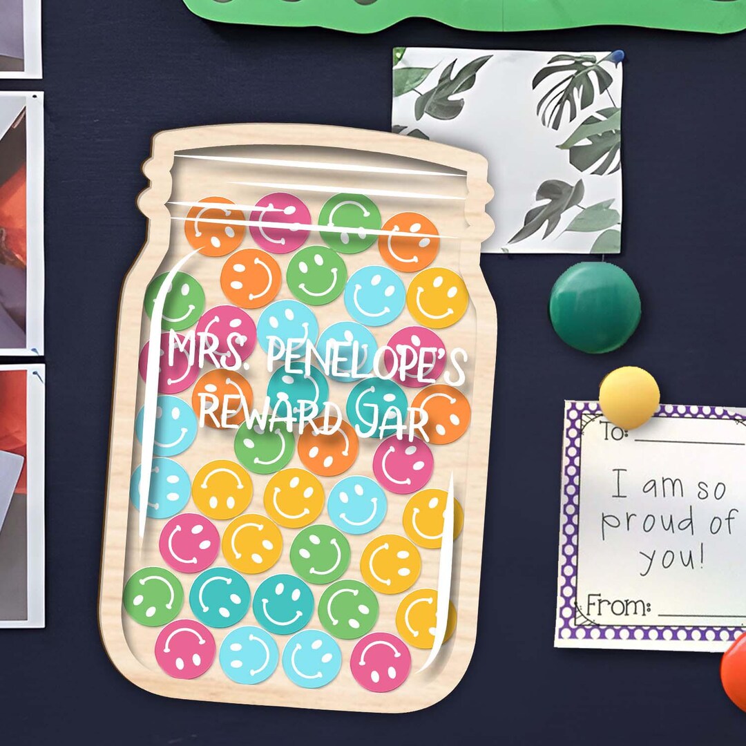 Custom Magnet Smiley Face Reward Jar, Back to School Gift, Colorful ...