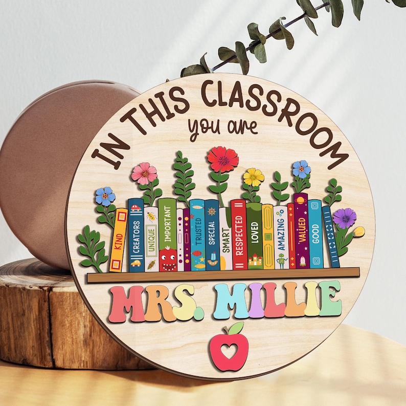 Custom Classroom Door Sign, Classroom Decor, Teacher Wooden Door Sign ...