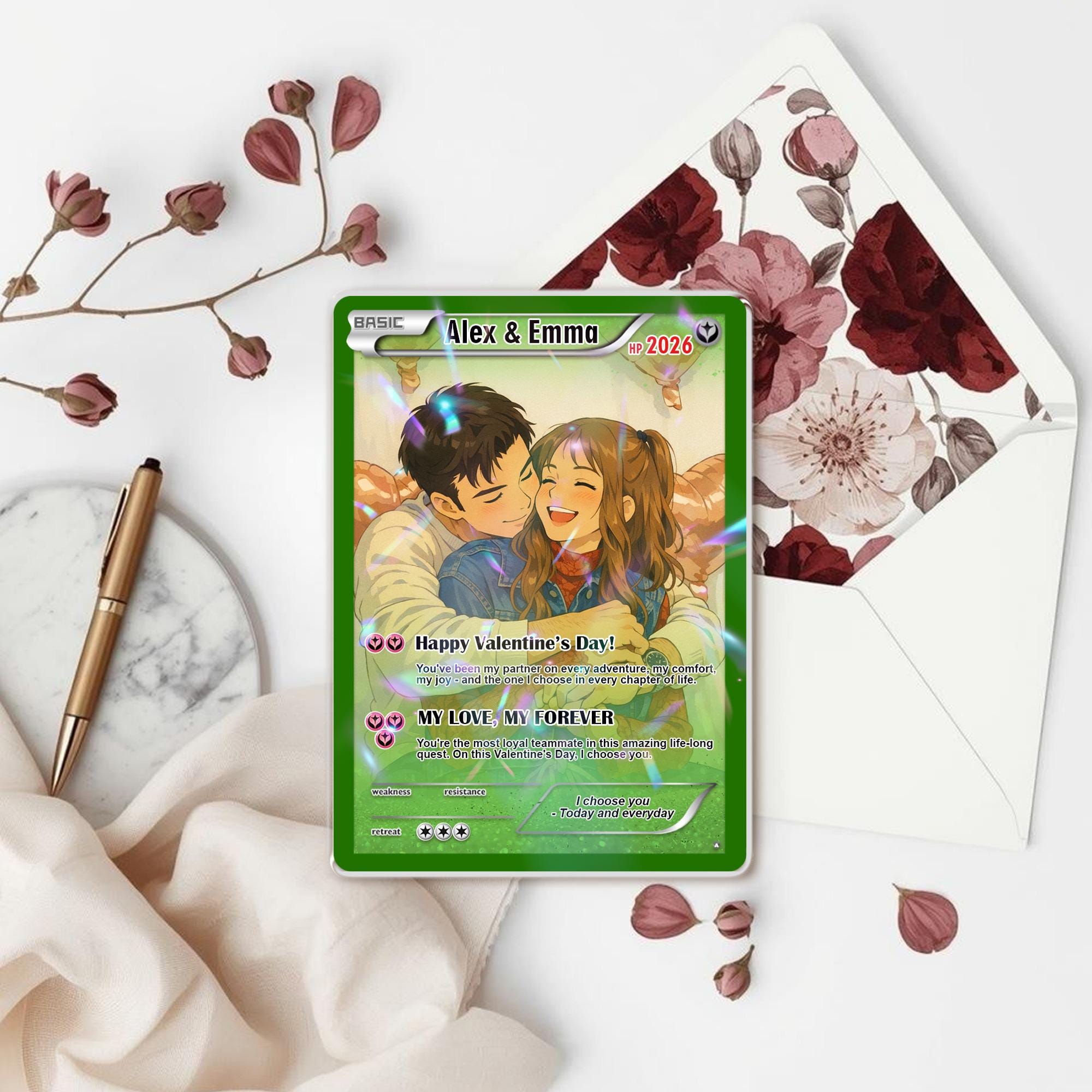 Personalized Valentine's Day Card: Custom Couple Anime Photo Valentine ...