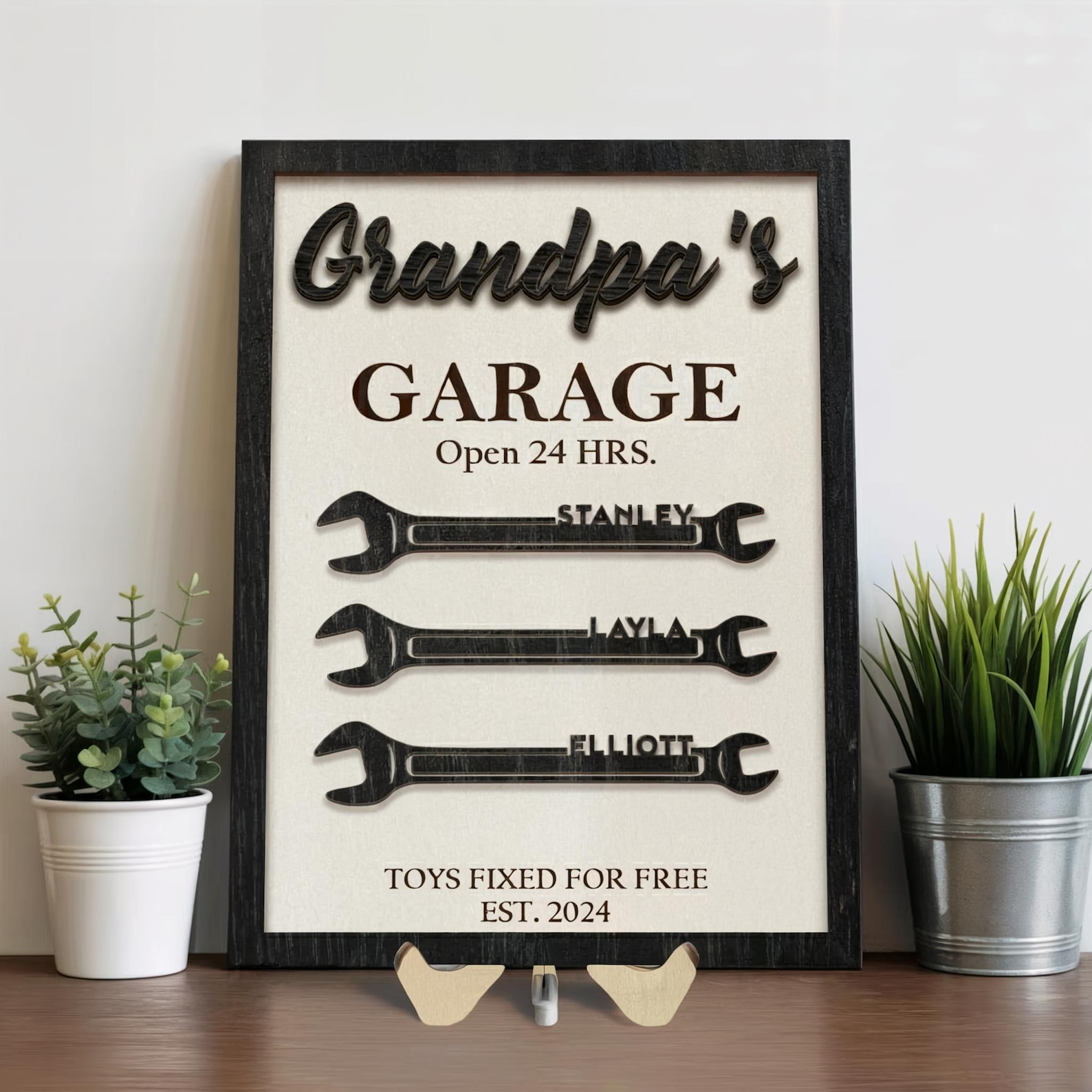Personalized Grandpa's Garage With Kids Name Sign, Custom Kids Names on ...
