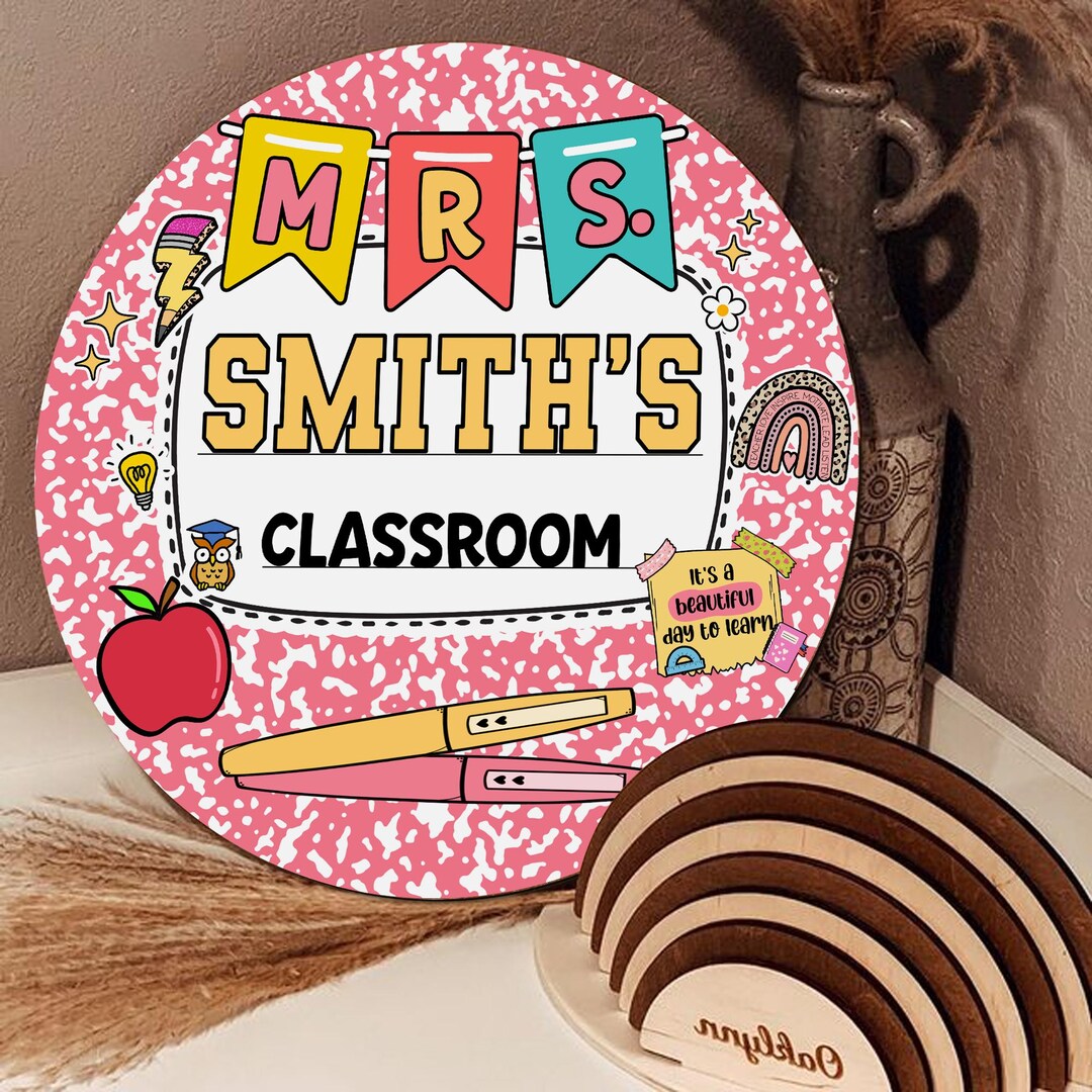 Custom Classroom Door Hanger, Personalized Teacher Name Sign Plate ...