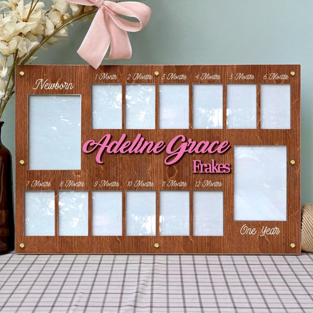 Personalized Baby First Year Photo Frame, Newborn to One Year Photo ...