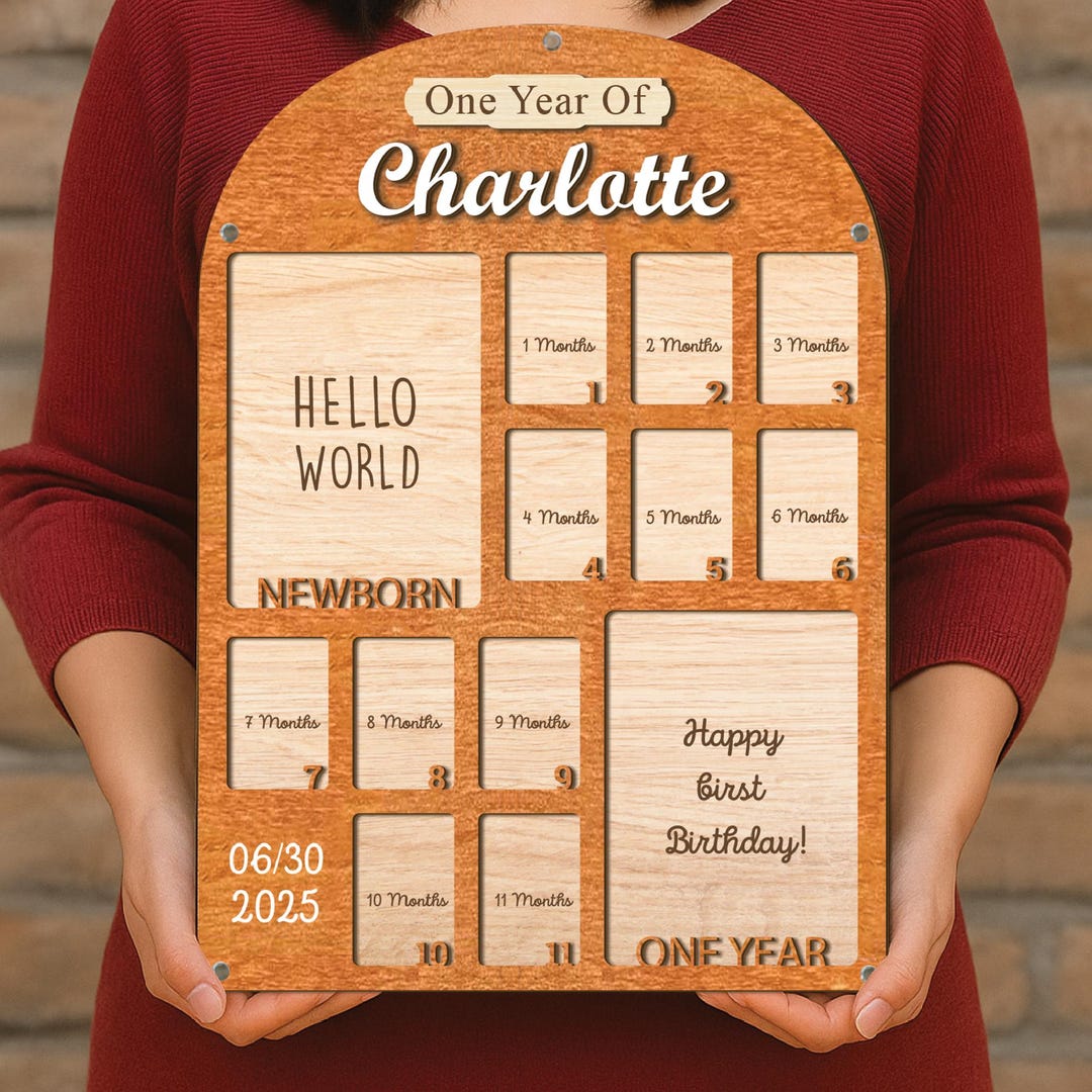 Custom Baby First Year Photo Frame, Baby Photo Frame, Baby Monthly ...