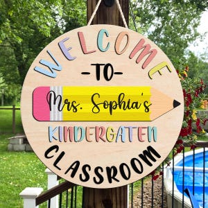 Personalized 3D Teacher Door Sign, Teacher Door Hanger, Pencil Door ...