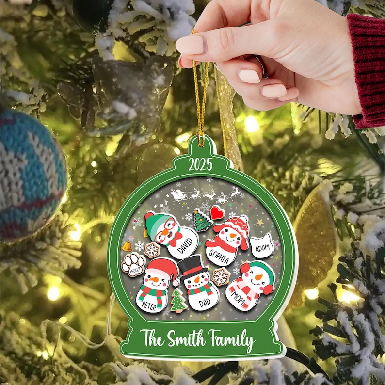 Custom Family Shaker Christmas Ornament, Custom Snowman Family Ornament ...