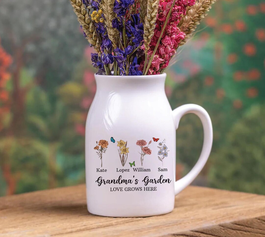 Custom Grandma's Garden Vase, Custom Mini Flower Vase for Mama Nana ...