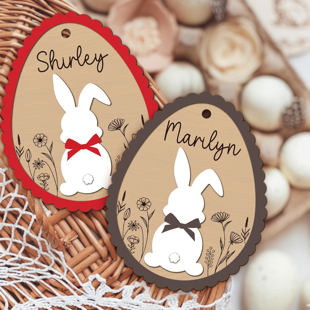 Custom Bunny Easter Name Tags: Bunny Easter Basket Tags, Easter Gift ...
