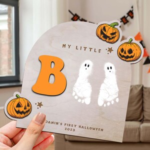 Custom DIY Halloween Footprint Sign, Babys First Halloween Keepsake ...