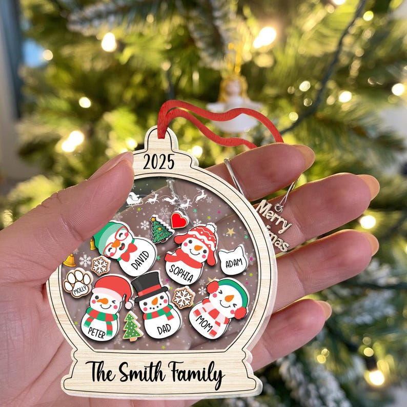 Custom Family Shaker Christmas Ornament, Custom Snowman Family Ornament ...