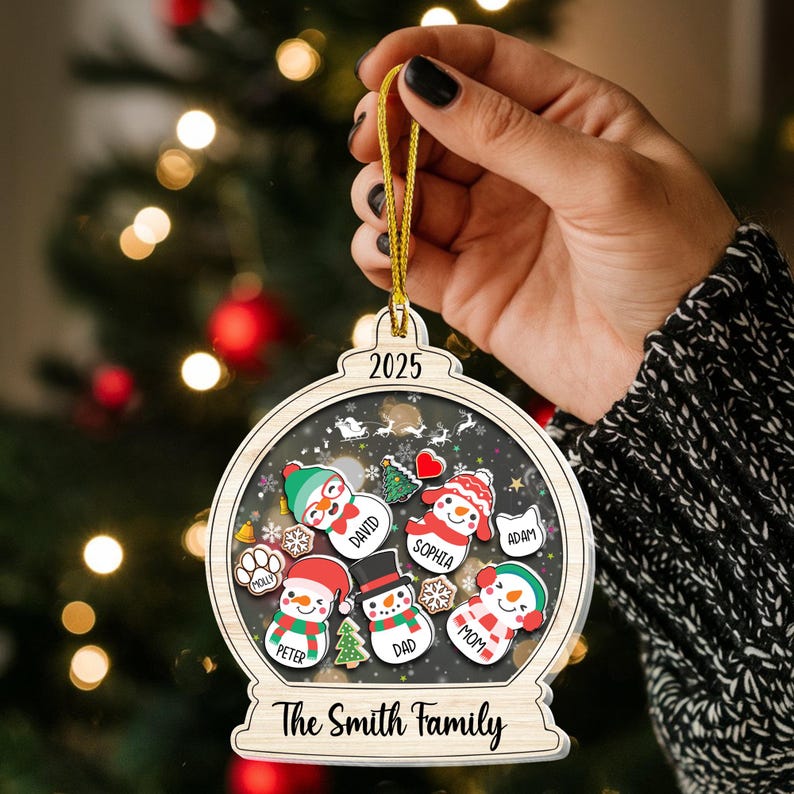 Custom Family Shaker Christmas Ornament, Custom Snowman Family Ornament ...