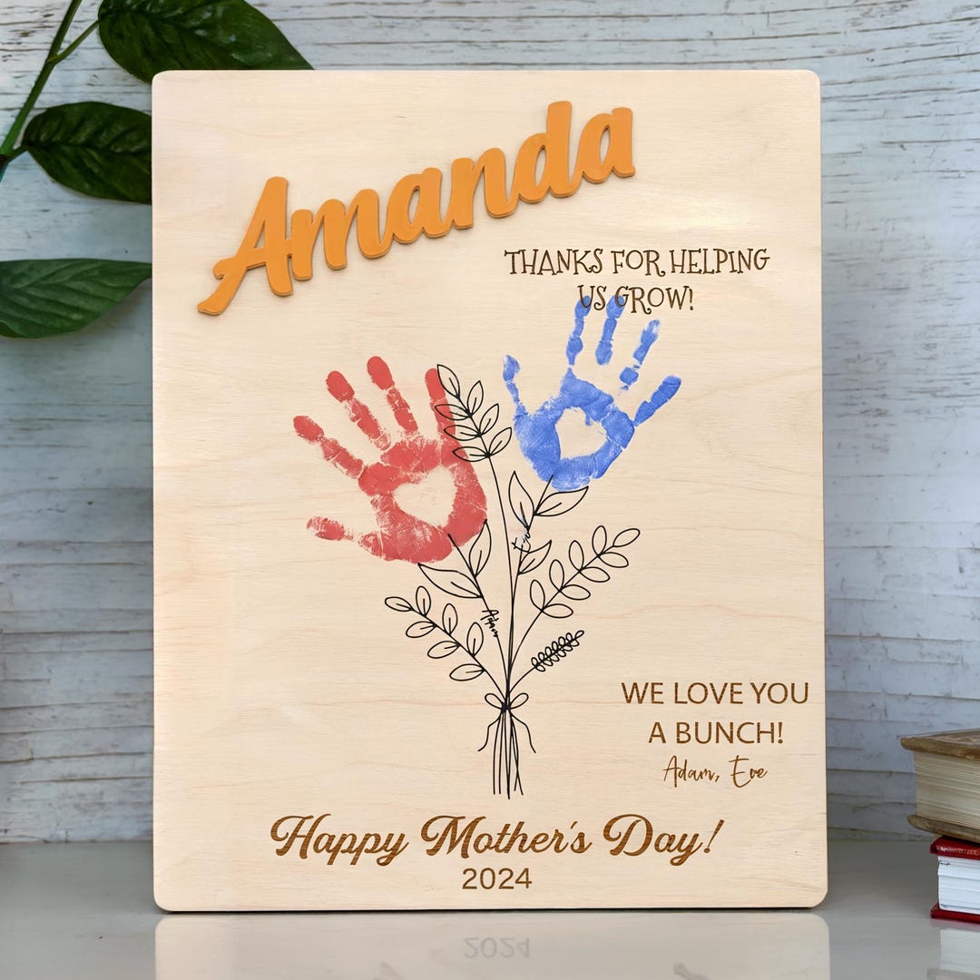 Custom Handprint Art Kids Gift for Mothers Day Gift, DIY Hand Print ...