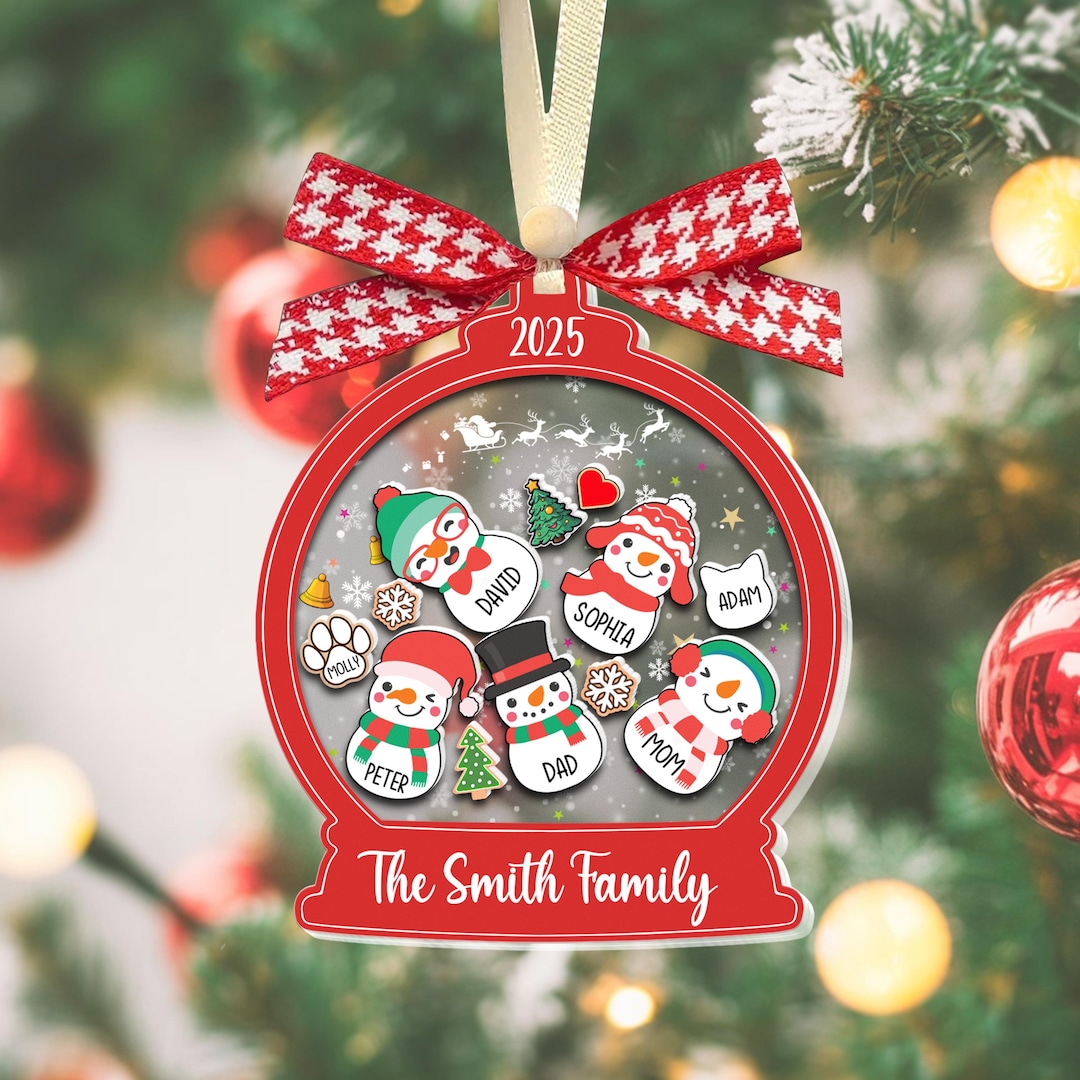 Custom Family Shaker Christmas Ornament, Custom Snowman Family Ornament ...