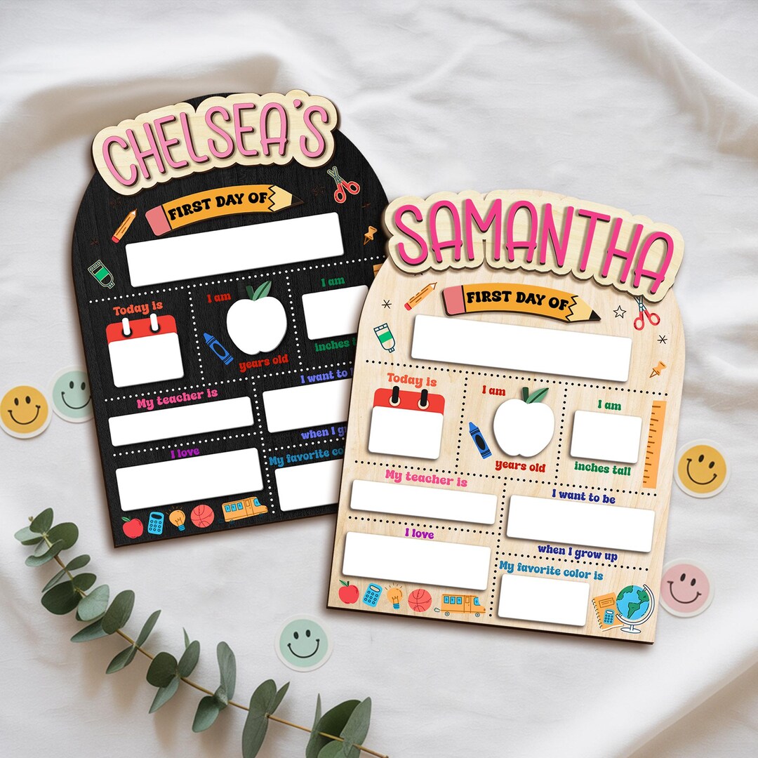 Custom Back to School Board With Name, Personalized First Day of School ...