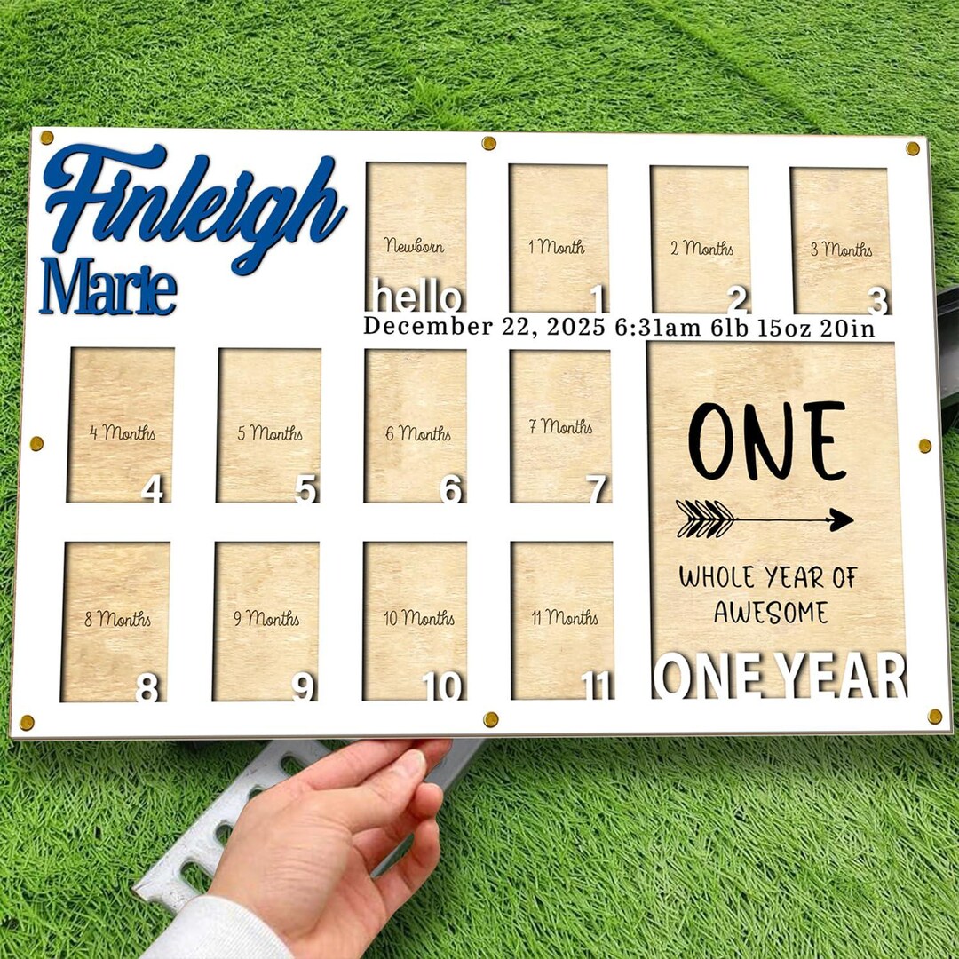 Custom Baby First Year Picture Frame, Personalized Baby 12 Monthly ...