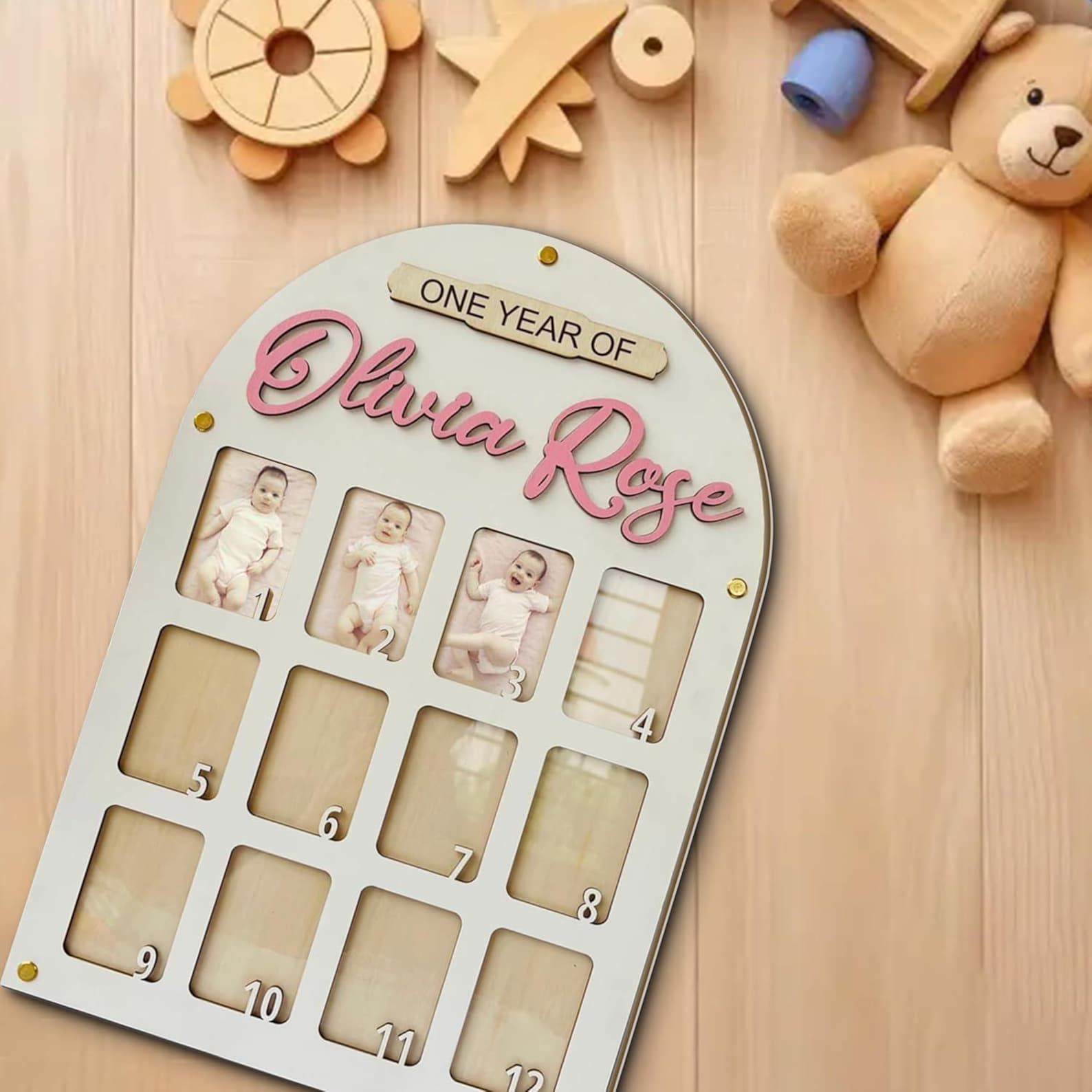 Personalized Baby 12 Monthly Photo Frame, Baby First Year Photo Frame ...