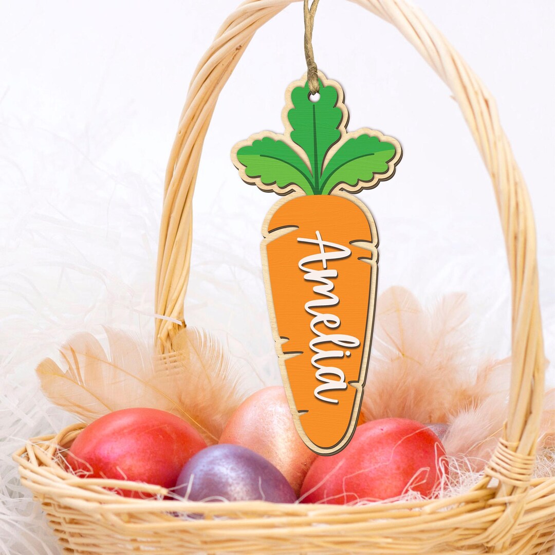 Custom Carrot Easter Basket Name Tag, Easter Basket Tag, Carrot Name ...