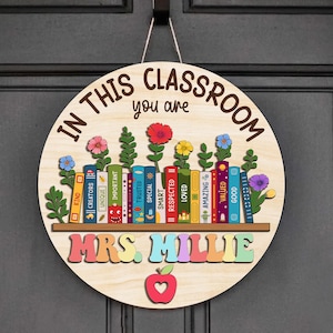 Custom Classroom Door Sign, Classroom Decor, Teacher Wooden Door Sign ...