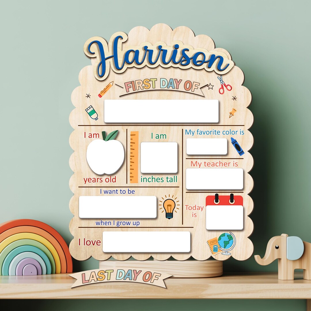 Custom First and Last Day of School Sign, Reusable Back to School Sign ...