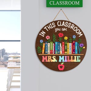 Custom Classroom Door Sign, Classroom Decor, Teacher Wooden Door Sign ...