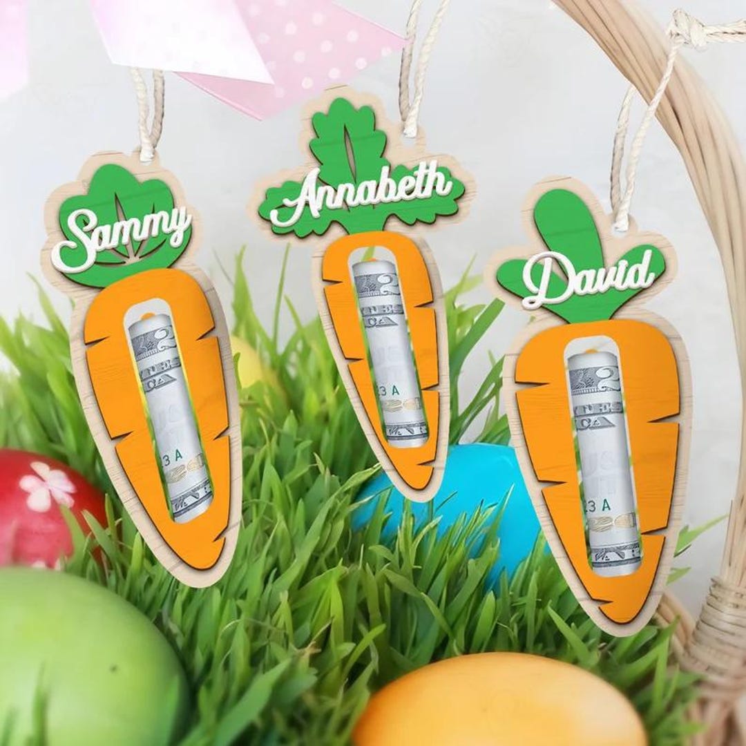 Personalized Easter Bunny Money Holder, Custom Name Bunny Money Holder ...