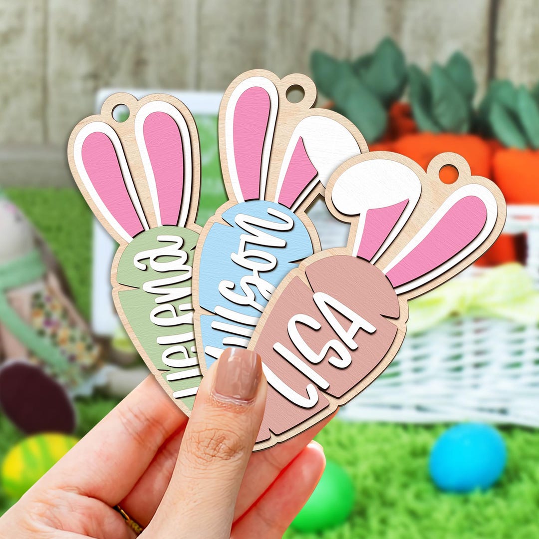Custom Carrot Easter Bunny Basket Name Tag, Easter Name Tag, Easter ...