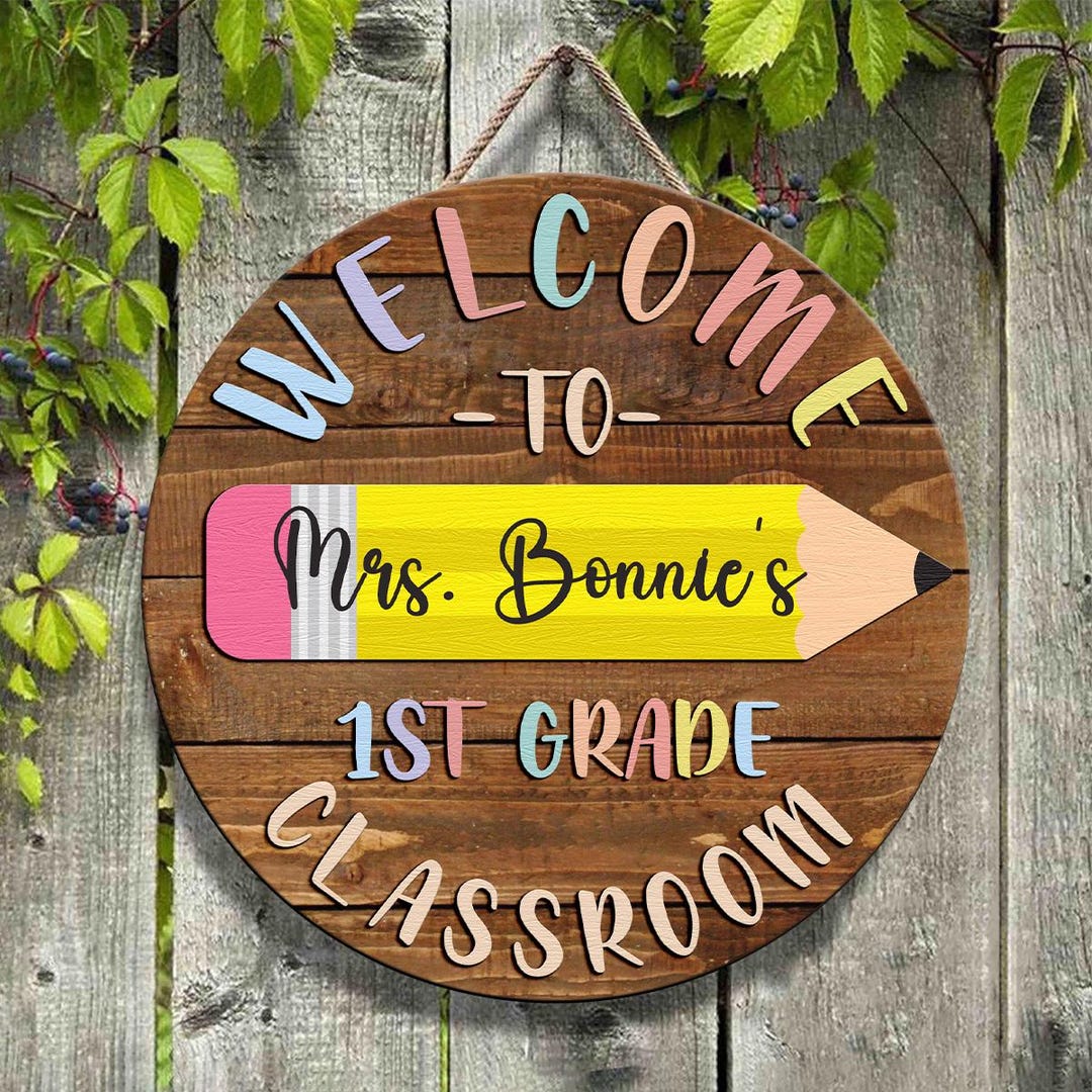 Personalized 3D Teacher Door Sign, Teacher Door Hanger, Pencil Door ...
