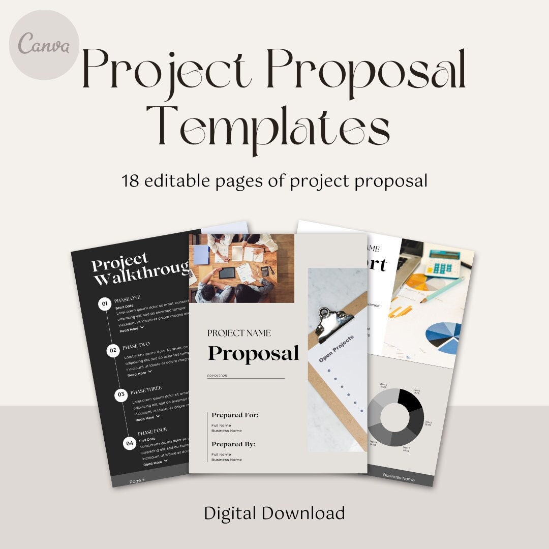 18 Pages Editable CANVA Project Proposal Templates for Business - Etsy