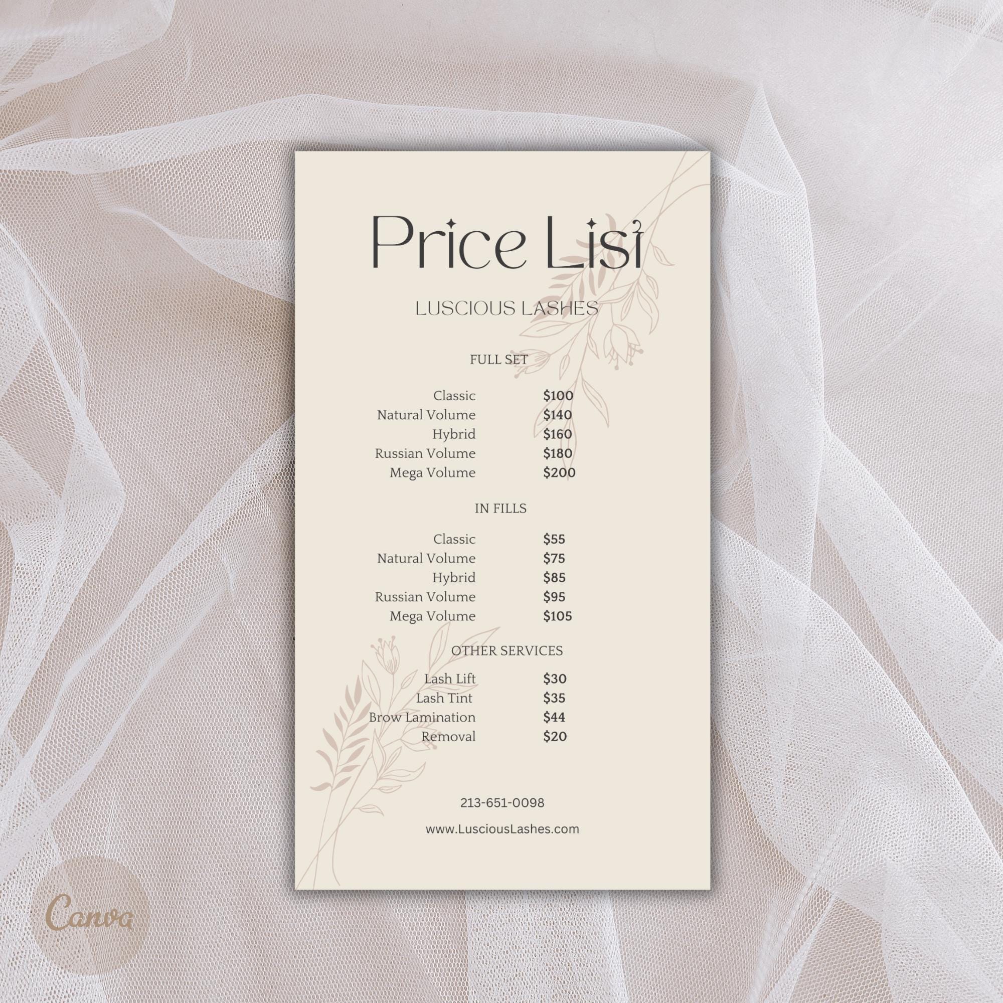 Eyelash Tech Brow Tech Price List Eyelash Tech Brand Template Brow Tech ...