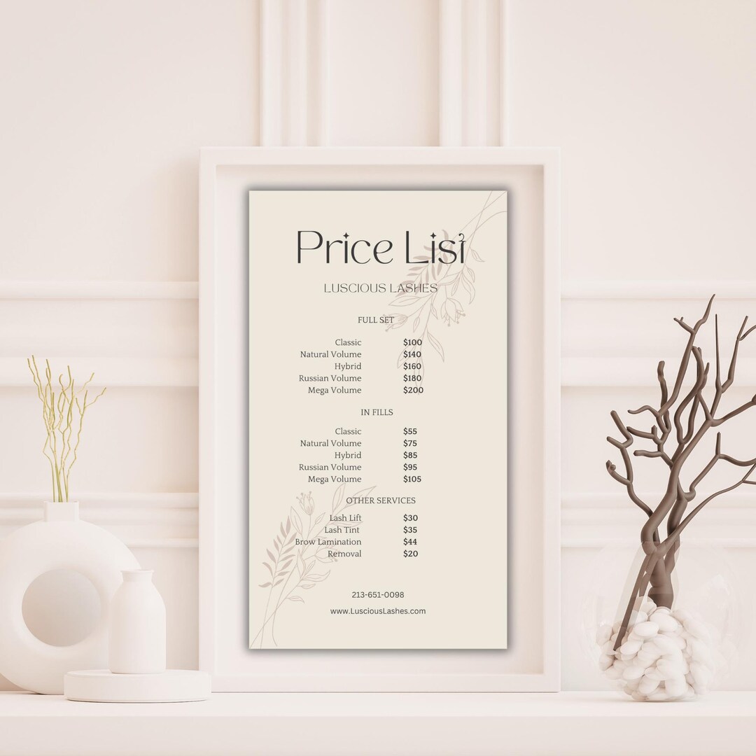 Eyelash Tech Brow Tech Price List Eyelash Tech Brand Template Brow Tech ...