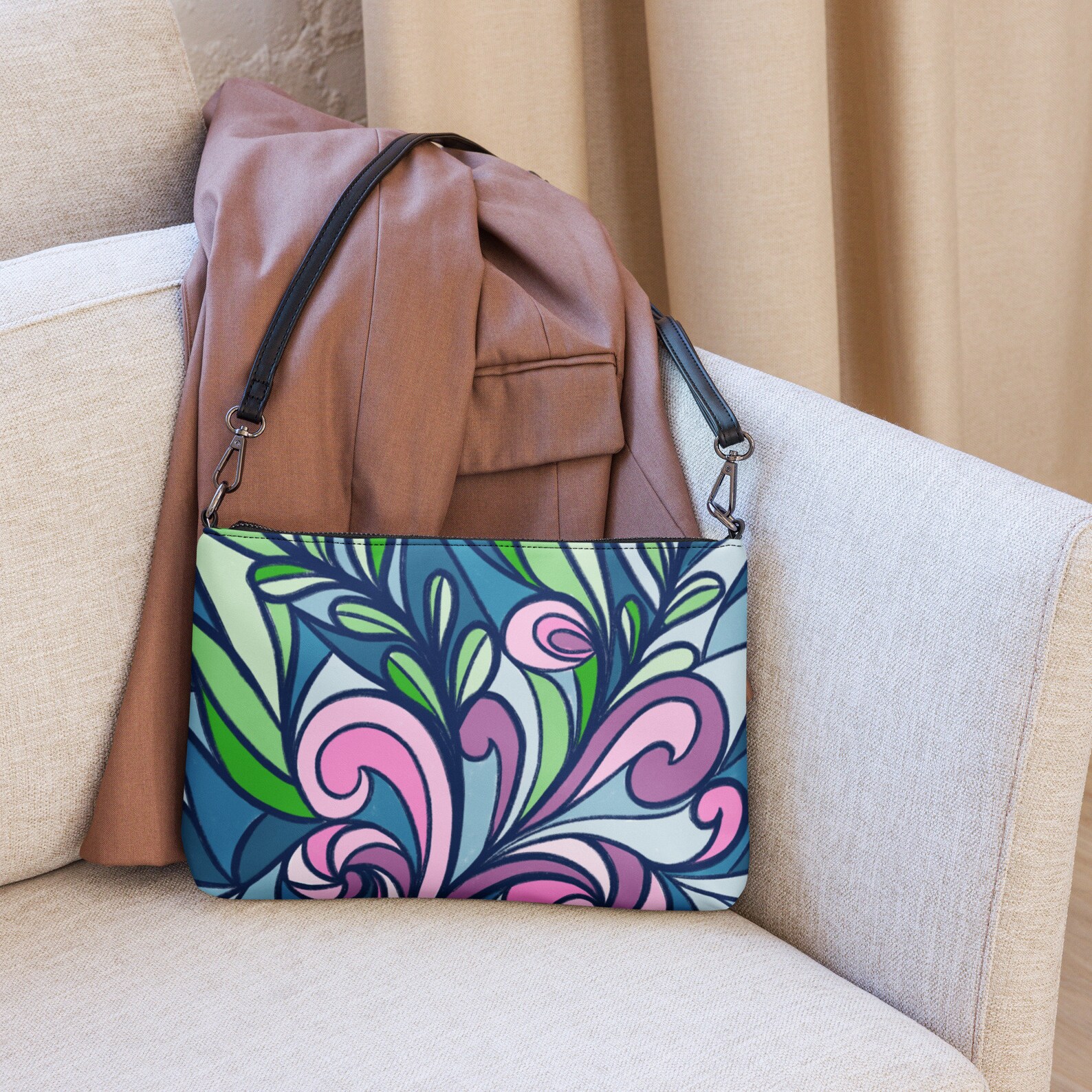 Abstract Bloom Faux Stained Glass Crossbody Bag - Etsy
