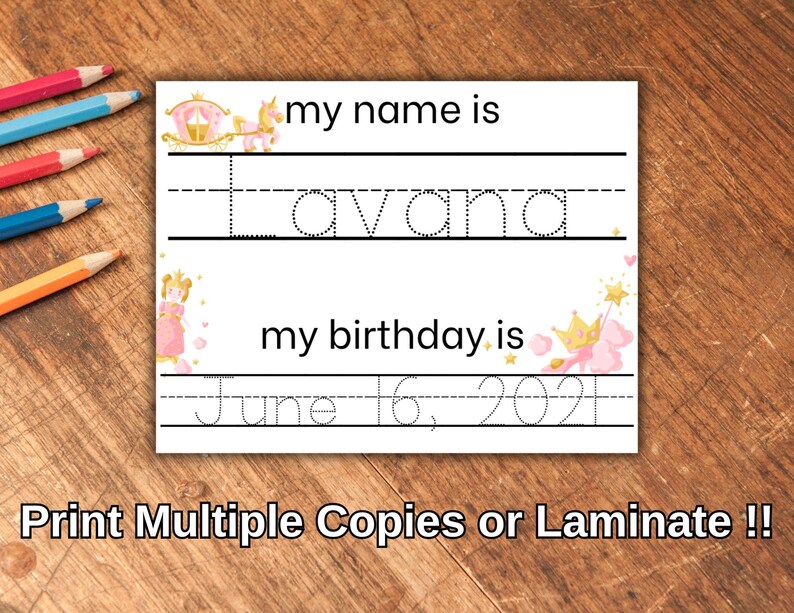 Princess Custom Name Tracing Sheet Handwriting Practice Trace ...