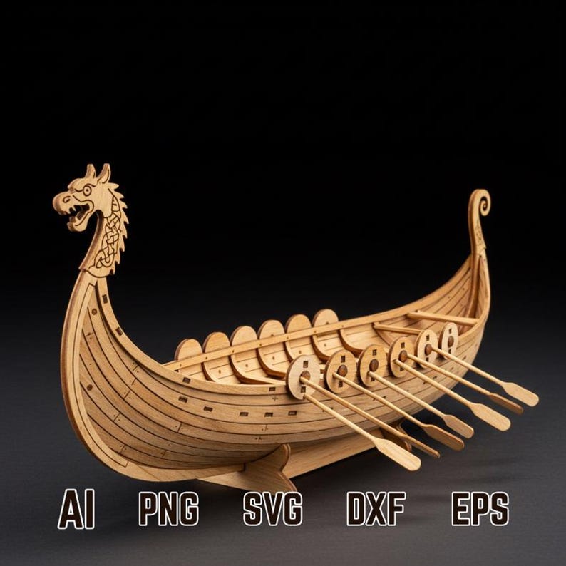 Viking Boat SVG DXF PNG – Norse Longship Digital Cut File for Cricut ...