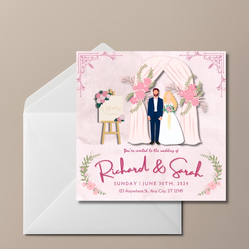 Trendy 2024 Editable Digital Wedding Invitation Template Customizable ...