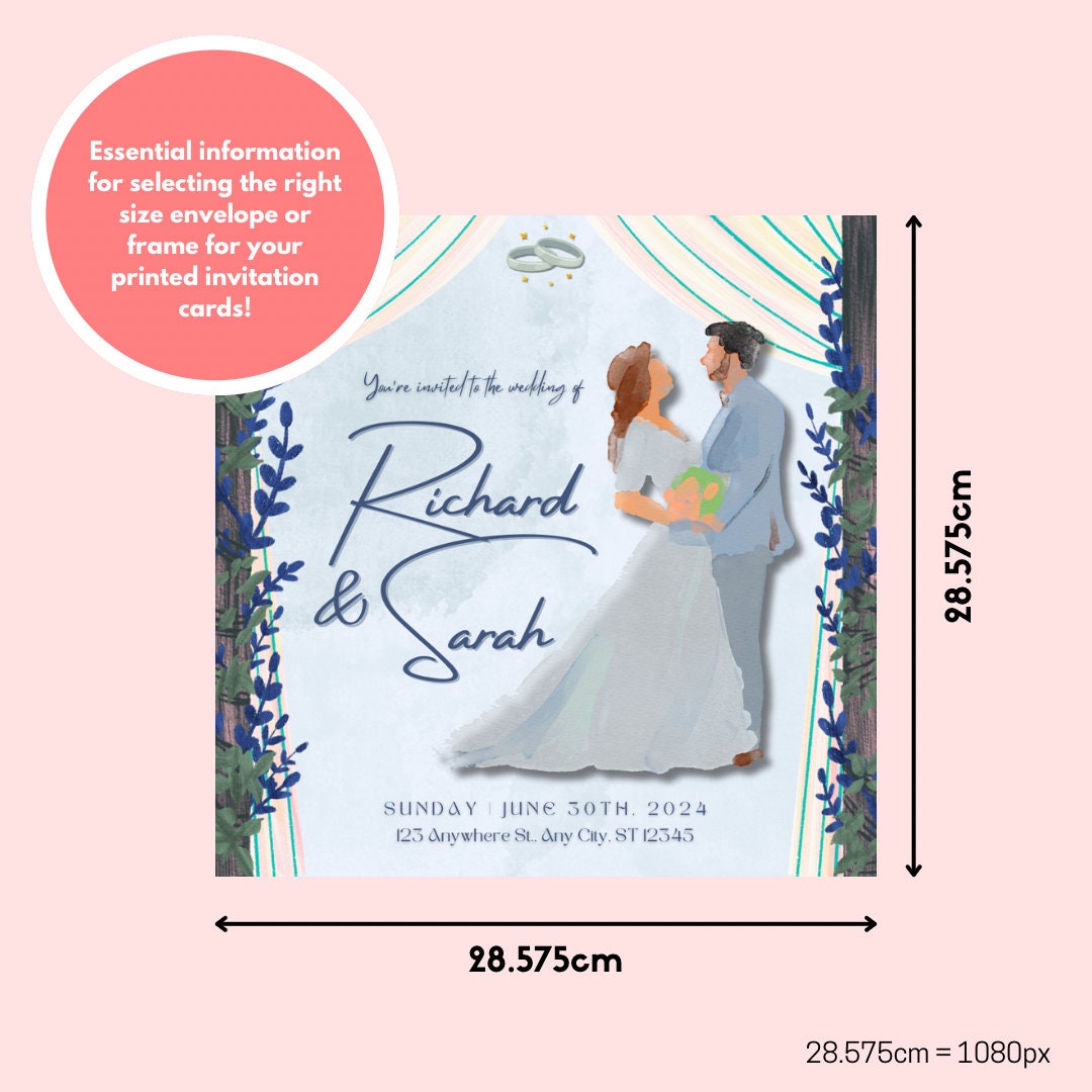 Trendy 2024 Editable Digital Wedding Invitation Template Customizable ...