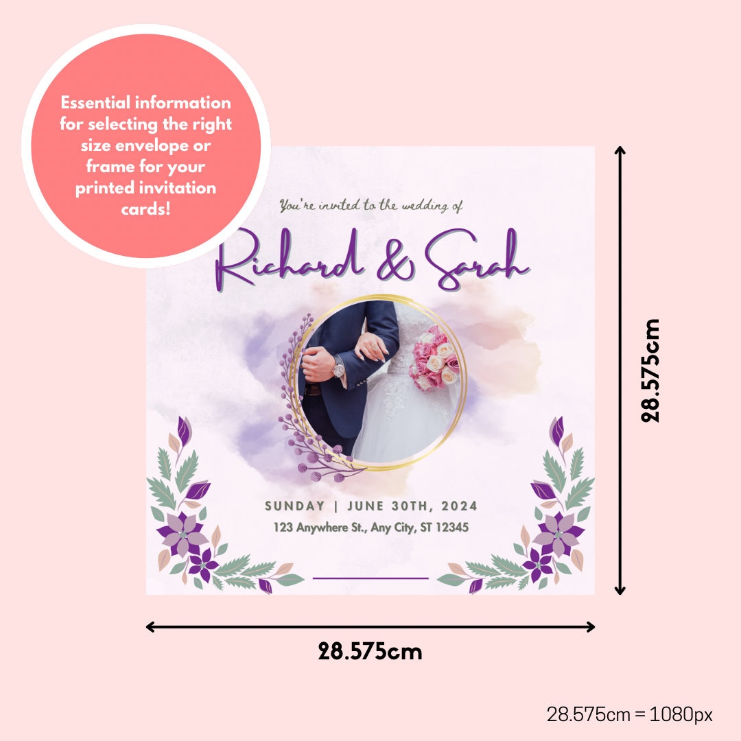 Trendy 2024 Editable Digital Wedding Invitation Template Customizable ...